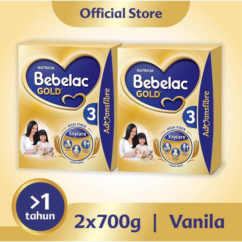 Jual Bebelac Gold 3 Vanila Susu Bubuk Tinggi Serat 700 gr x 2 | Shopee ...