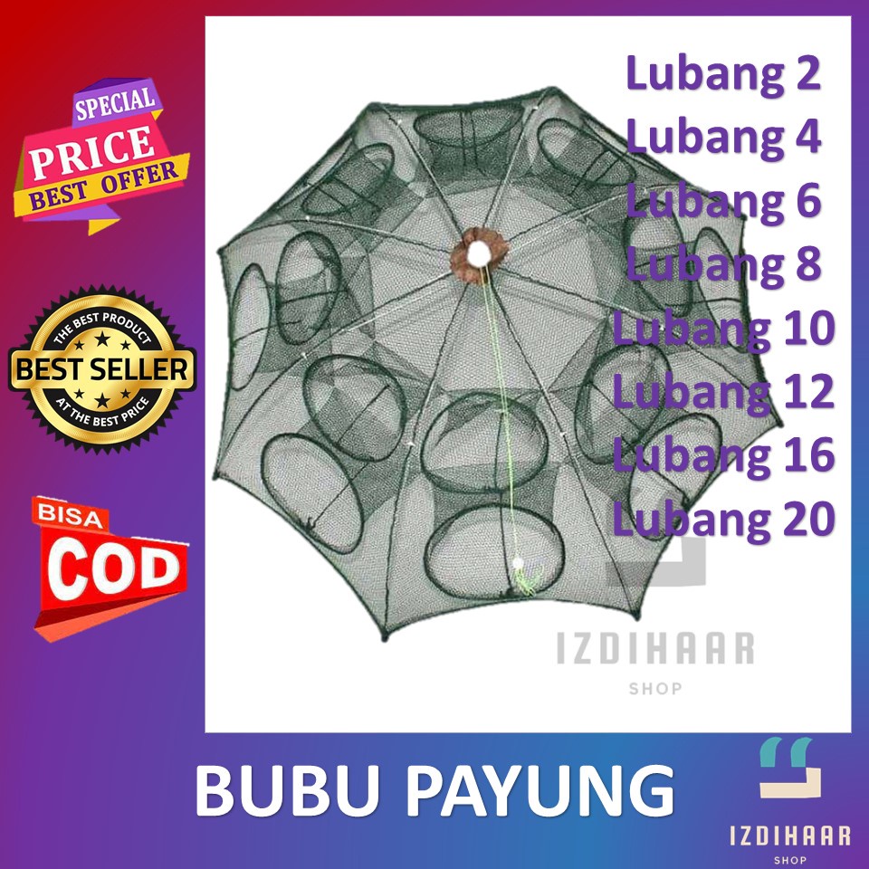 Jual Bubu Payung Jaring Ikan Perangkap Ikan Alat Pancing Lubang 2,4,6,8,10,12,16,20 | Shopee ...