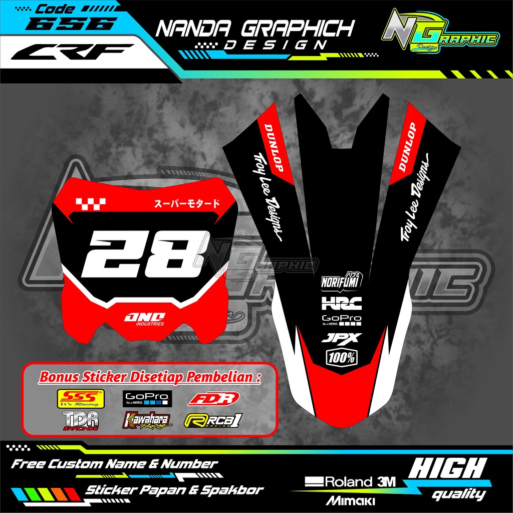 Jual Sticker Papan dan Spakbor CRF Desain Free Rubah Nama, Nomor Warna ...