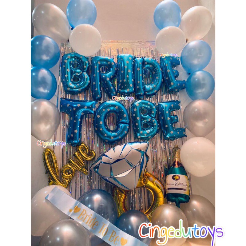 Jual Paket Set dekorasi bridal shower simpel balon bride to be full set LENGKAP BIRU | Shopee ...