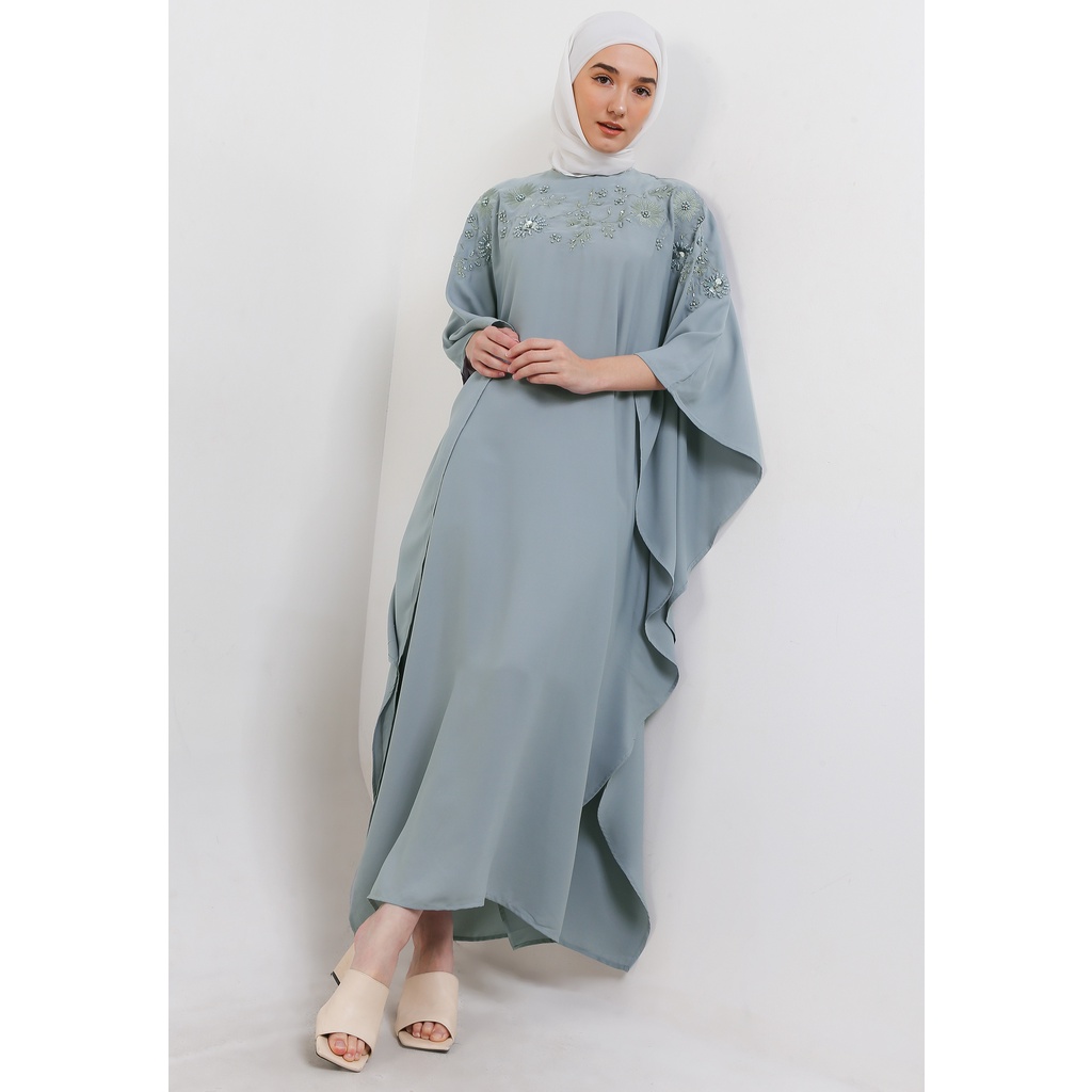 Jual MFMW Hadijah Kaftan Dress Abu With Payet | Shopee Indonesia