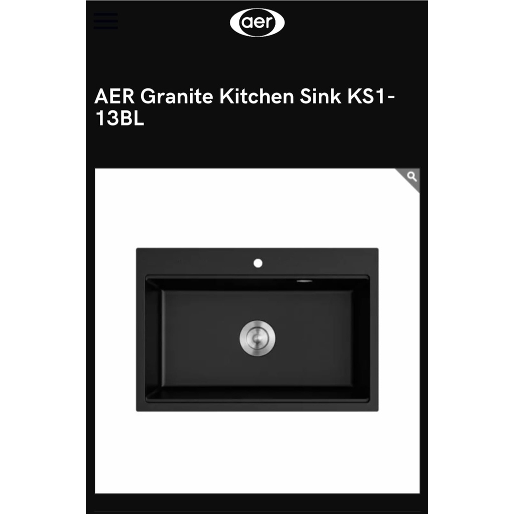 Jual AER GRANITE KITCHEN SINK SET BAK CUCI PIRING 1 LUBANG HITAM BLACK ...