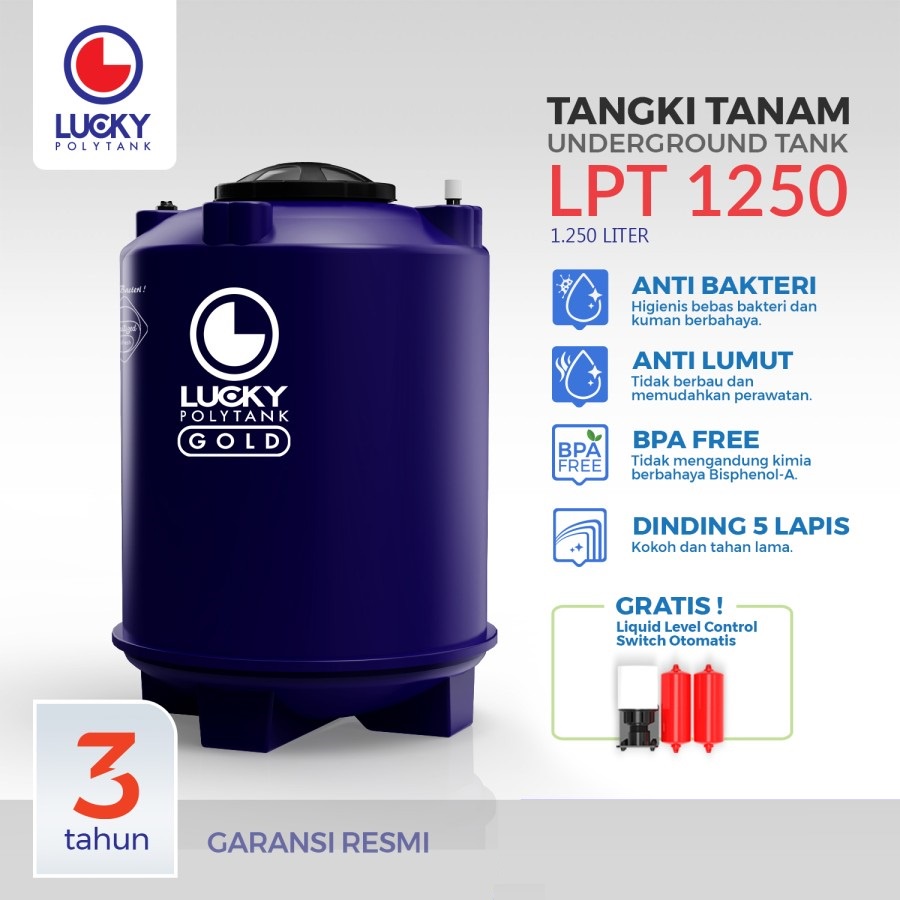 Jual Tangki Tanam / Toren Pendam Lucky Polytank Gold Sanitized 1250 ...