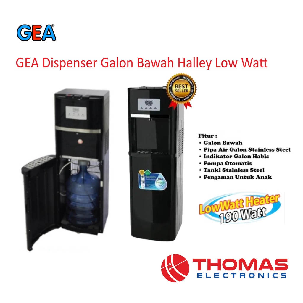 Jual GEA Dispenser Galon Bawah Halley Low Watt Hot Cold Normal Original ...