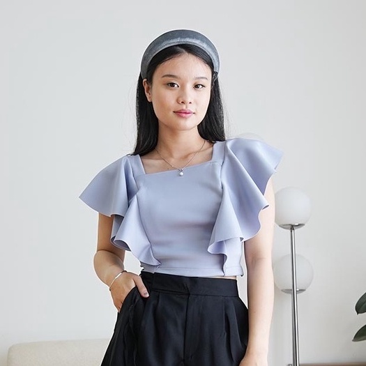 Jual Atasan Blouse Top Wanita Ruffle Cliya | Shopee Indonesia