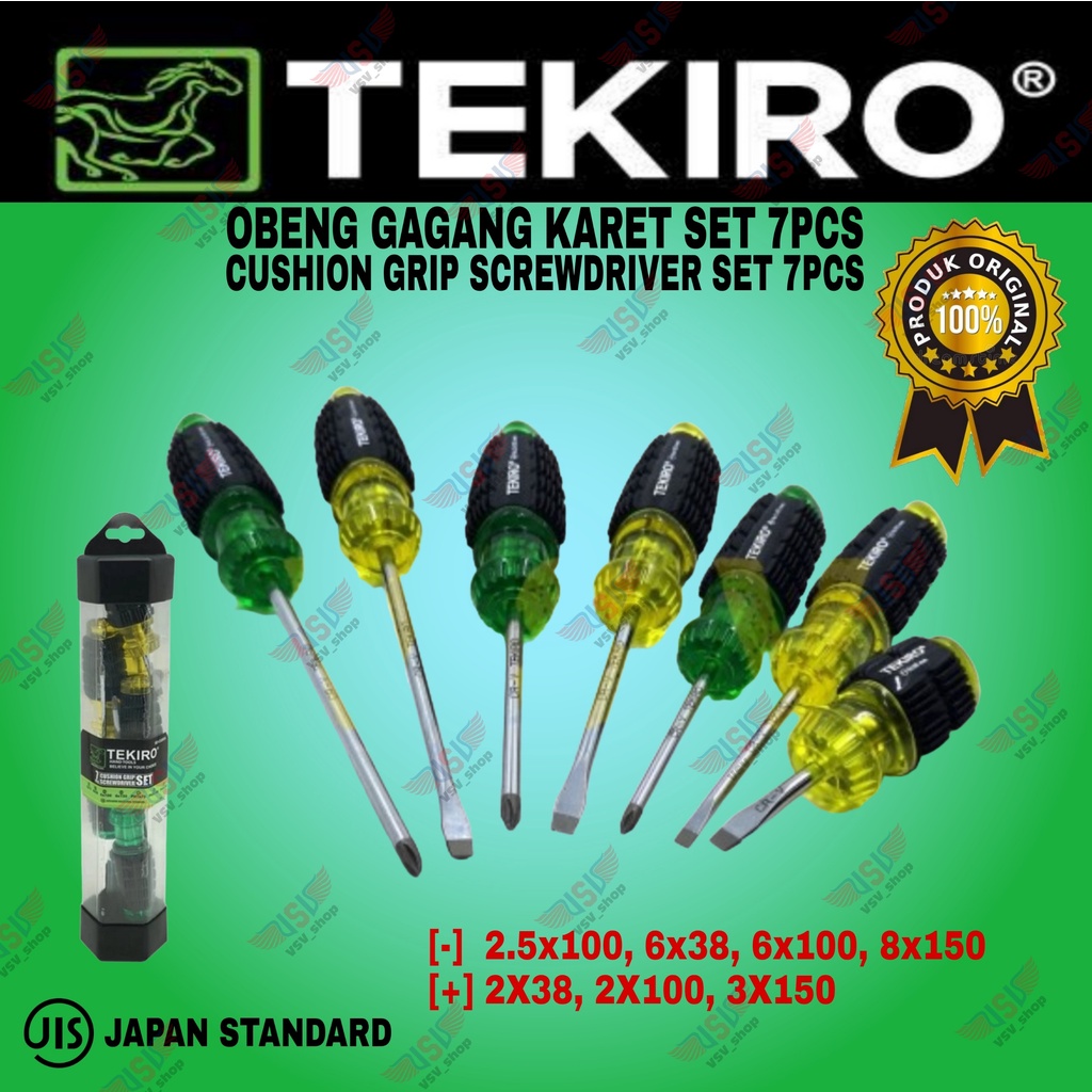 Jual TEKIRO CUSHION grip screwdriver set 7pc / obeng set 7pc / obeng ...