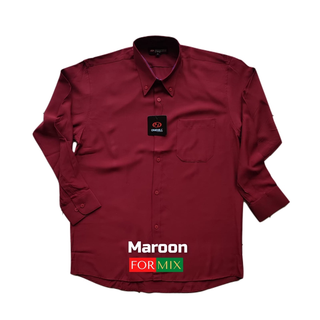 Jual Kemeja Merah Marun Polos Formal Pria Ninehill/Onehill/Deanhilt ...