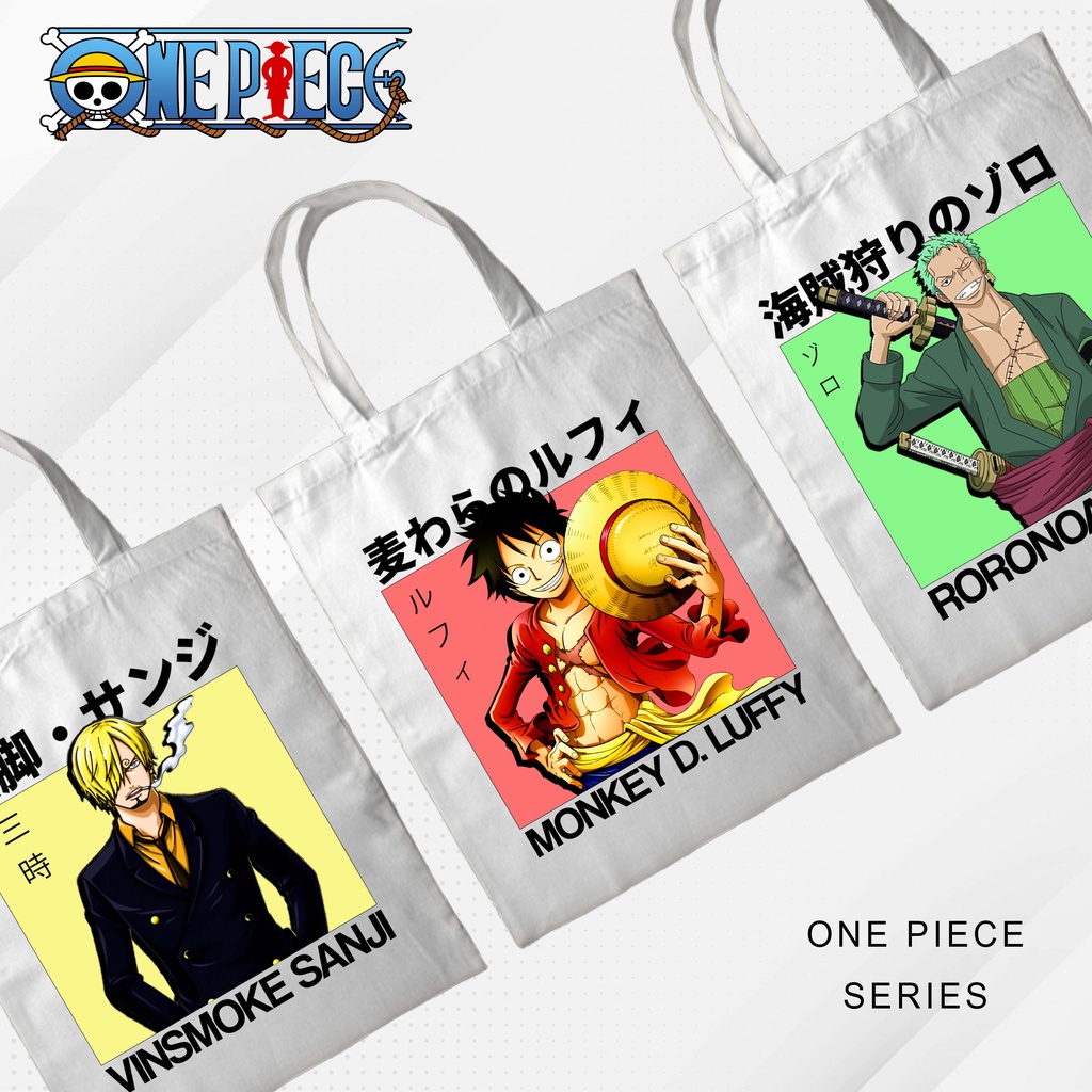 Jual Totebag Anime One piece Mugiwara Luffy Sanji Roronoa Zoro Tote bag ...