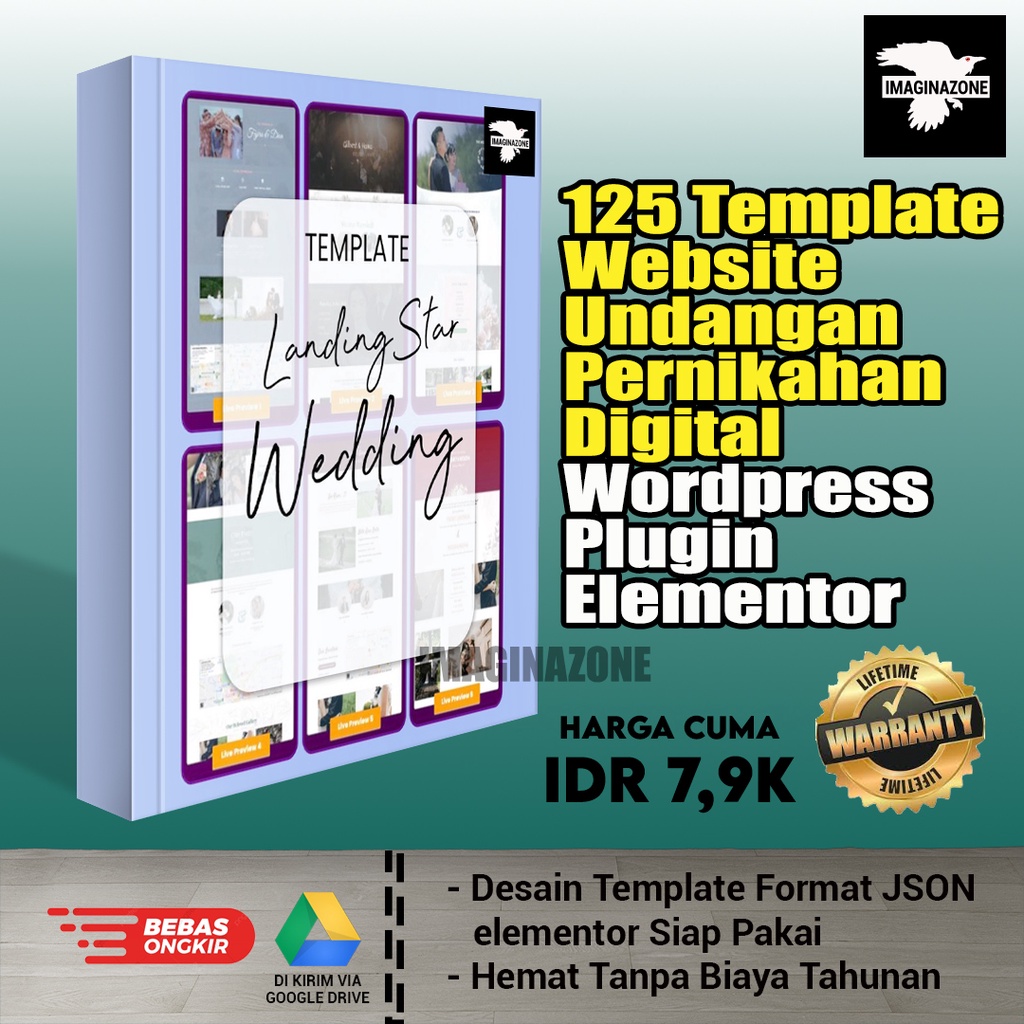 Jual Template Undangan Digital Wordpress Plugin Elementor LANDING STAR WEDDING - 125 Template ...