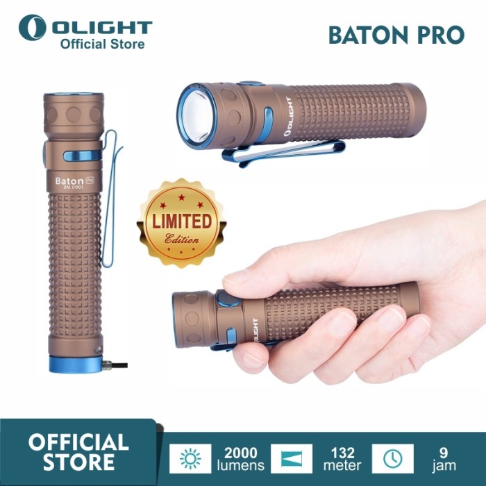 Jual OLIGHT BATON PRO DESERT TAN FLASHLIGHT SENTER LED LIMITED EDITION ...