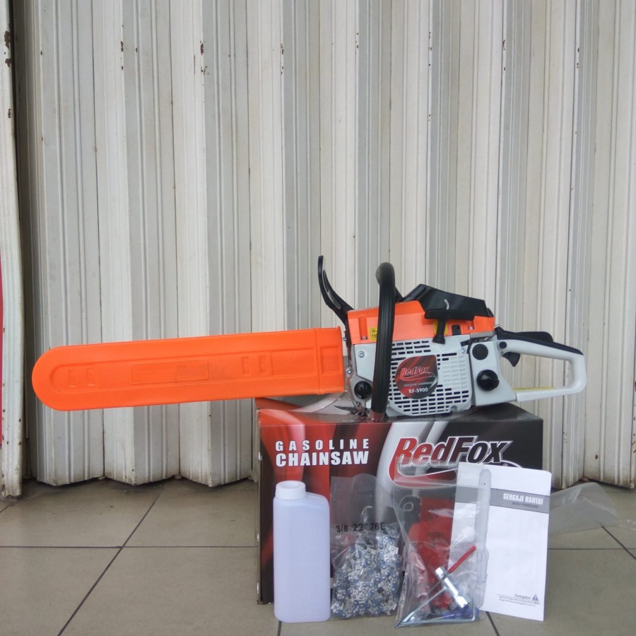 Jual Mesin Gergaji Kayu Pohon CHAINSAW 52 CC 22 INCH GUIDE REDFOX RF 5900 | Shopee Indonesia