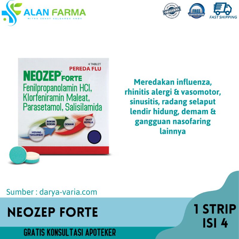 Jual Neozep Forte Strip isi 4 Tablet | Neosep | Shopee Indonesia