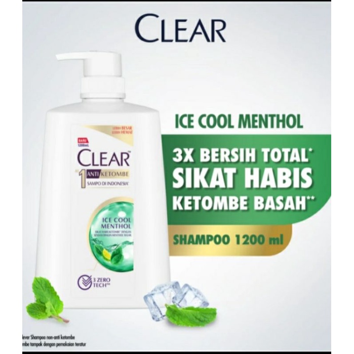 Jual Clear Shampoo ice Cool Menthol dan complete soft care1200ml ...