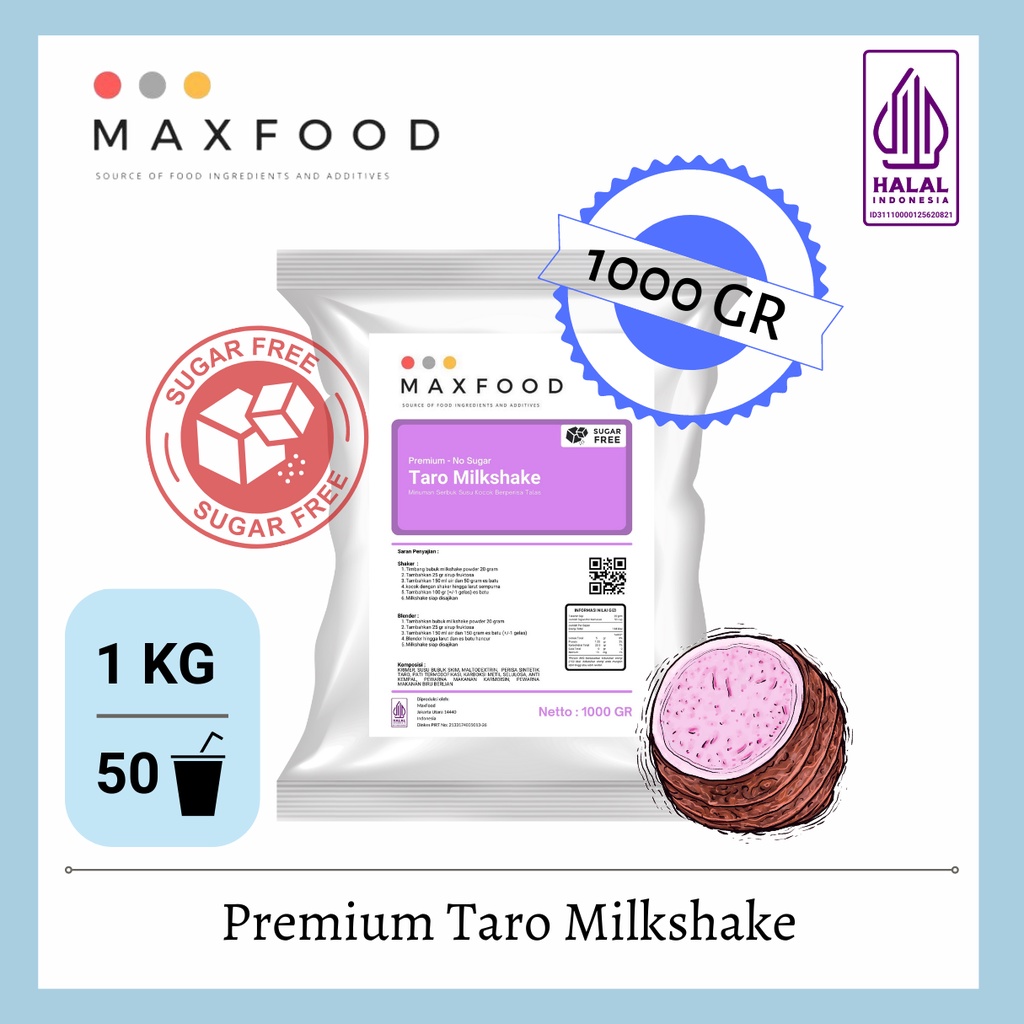 Jual MAXFOOD - No Sugar Taro Milkshake / Bubuk Minuman Milkshake Rasa ...