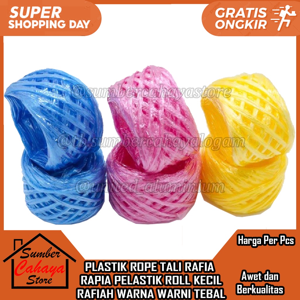 Jual TALI RAPIAH RAFIAH PLASTIK ROLL KECIL GULUNGAN ROL GULUNG RAFIA ...