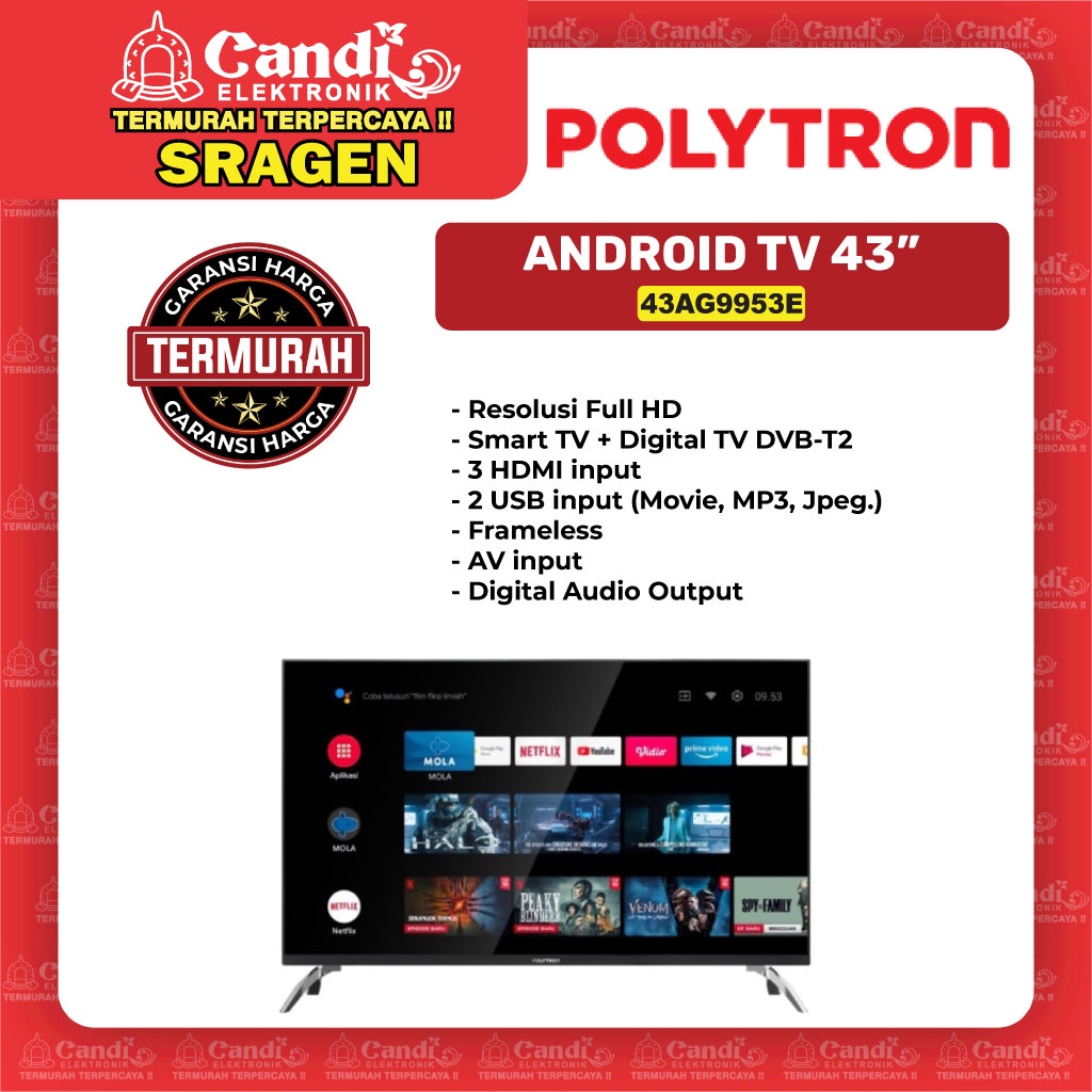 Jual POLYTRON Led Tv 43 Inch Full Hd Android Tv - 43AG9953E | Shopee ...