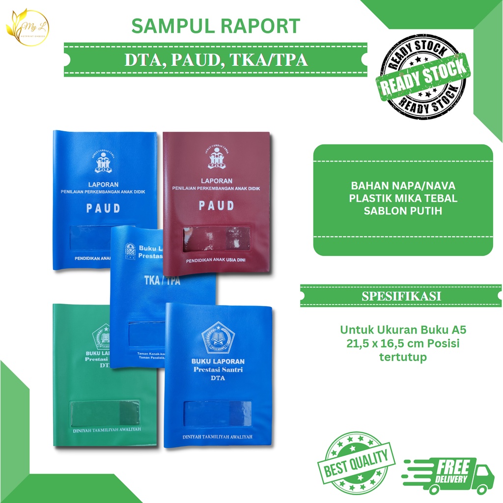 Jual My.L Sampul Raport Ukuran A5 Untuk DTA, PAUD, TKA / TPA, Cover Bahan NAVA Tebal | Shopee ...