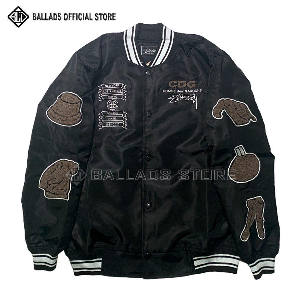 Jual Jaket Varsity Baseball Premium Pria Wanita CDG Hitam Original ...