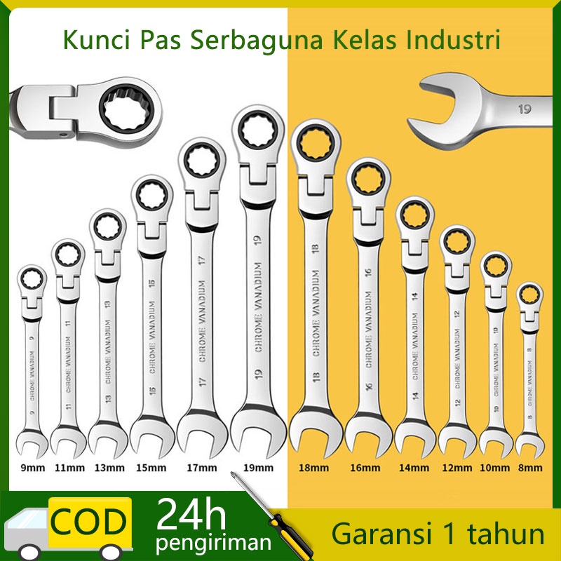 Jual Kunci Pas Ratchet Kombinasi Kepala Fleksibel Alat Ratchet Wrench ...