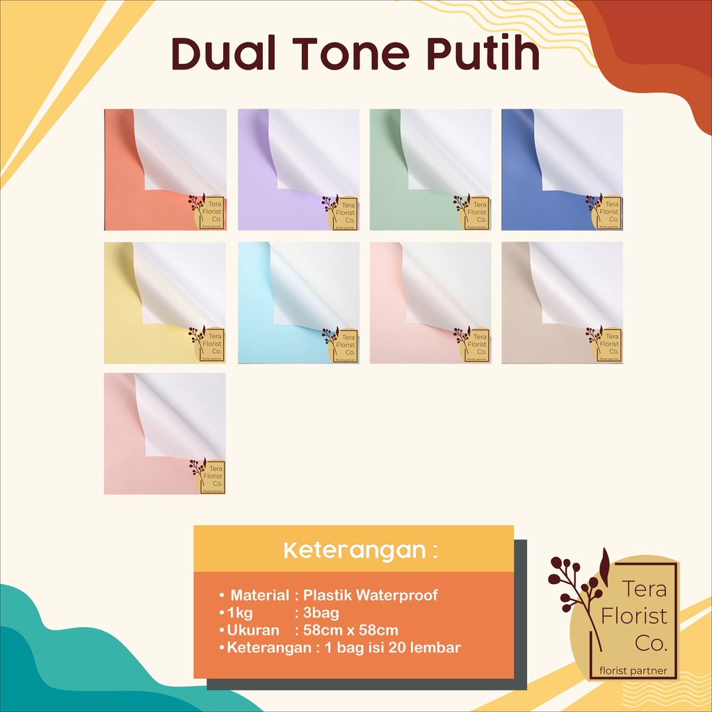 Jual 20 Lembar Cellophane Dual Tone Putih Kertas Bunga Flower Wrapping ...