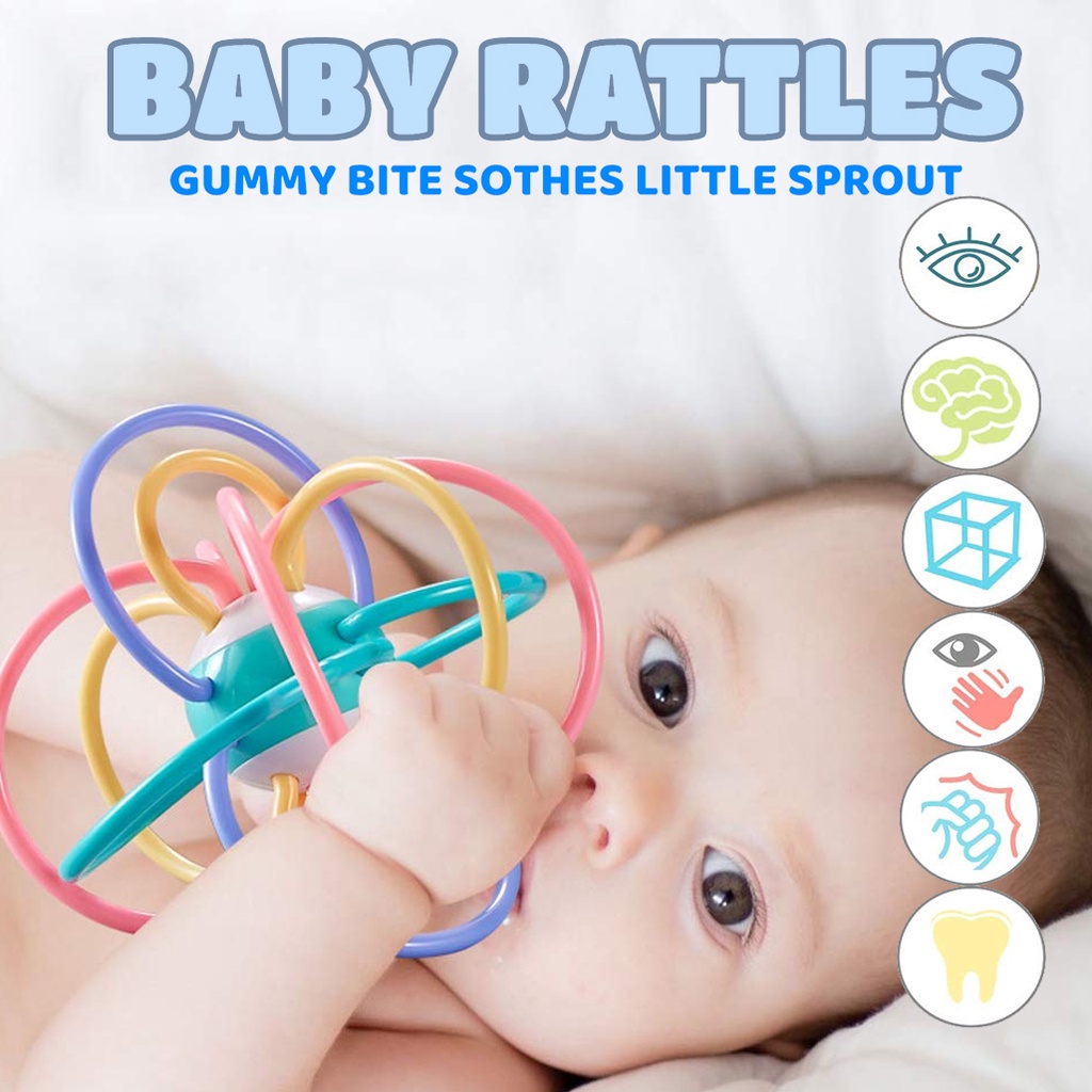 Jual Mainan Gigitan Bayi Bola Baby Ratles Dan Teether / Bola ...