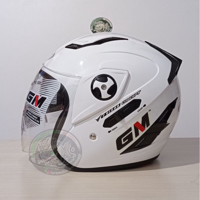 Jual HELM GM INTERCEPTOR WHITE DOUBLE VISOR | Shopee Indonesia