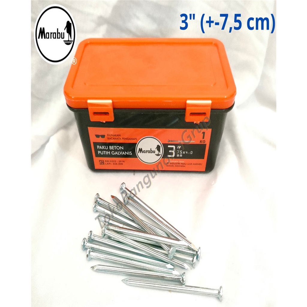 Jual Paku Beton Marabu Putih 7,5 cm (3 inch) Original Eceran | Shopee ...