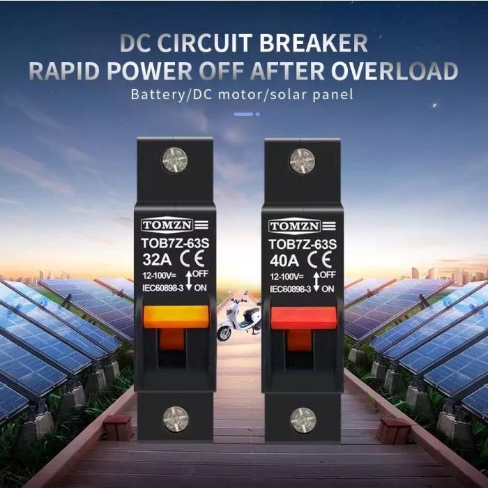 Jual MCB DC 32A 12-100V Hydrautic Magnetik Circuit Breaker TOMZN TOB7Z ...
