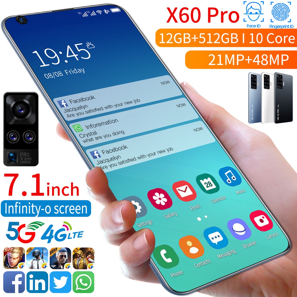 Jual 5G【Pengiriman dari jakarta】HP X60 PRO+ 7.1inch big full screen ...