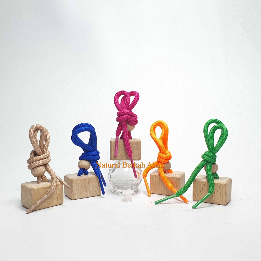 Jual Botol Parfum Gantung 10 Ml Bulat Tutup Kayu Kotak / Botol Kaca ...