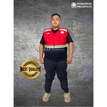 Jual Rompi K3 Jumbo Warna Merah Kombinasi Biru Navy | Shopee Indonesia