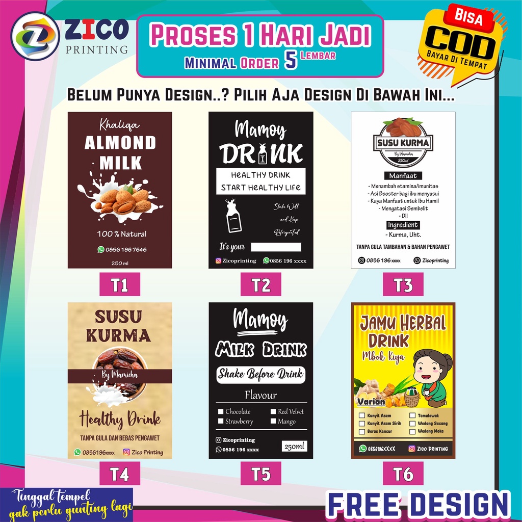 Jual CETAK STIKER LABEL.STIKER PRODUK KEMASAN MINUMAN A3+ TRANSPARAN ...