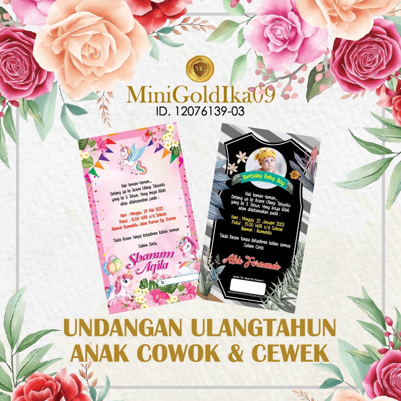 Jual Undangan Ulang Tahun Anak Birthday Invitation Custom (Cewek ...