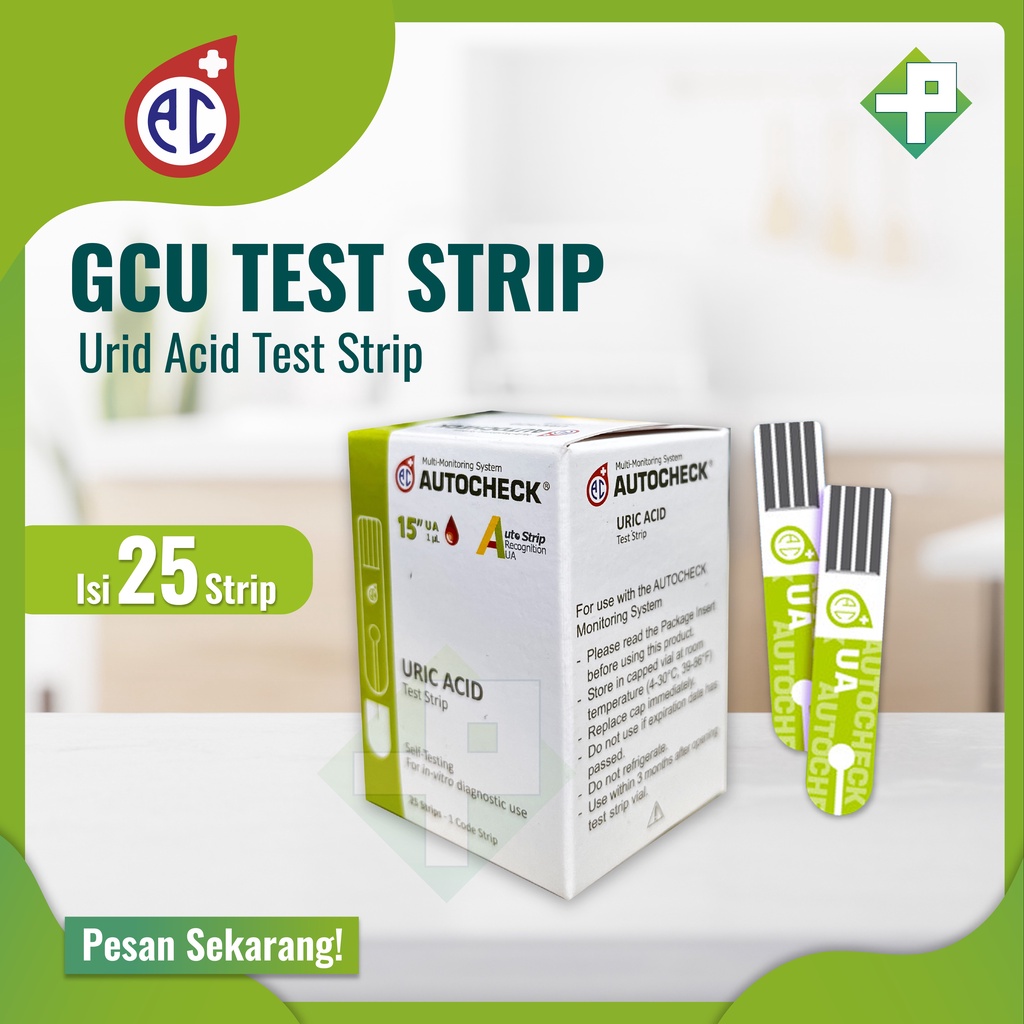 Jual Strip Autocheck Asam Urat / Strip Uric Acid Autocheck isi 25 Pcs ...