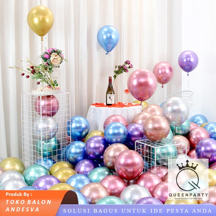 Jual Balon Latex Chrome 5 inch per pak / grosir balon latex metalik ...