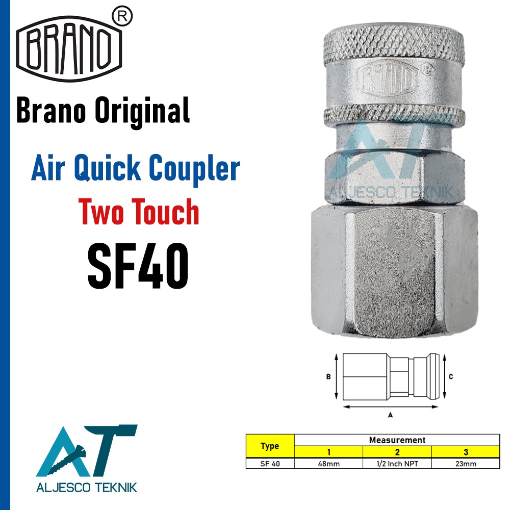 Jual BRANO SF40 SF QUICK COUPLER ANGIN 1/2 INCH SOCKET DRAT DALAM ...