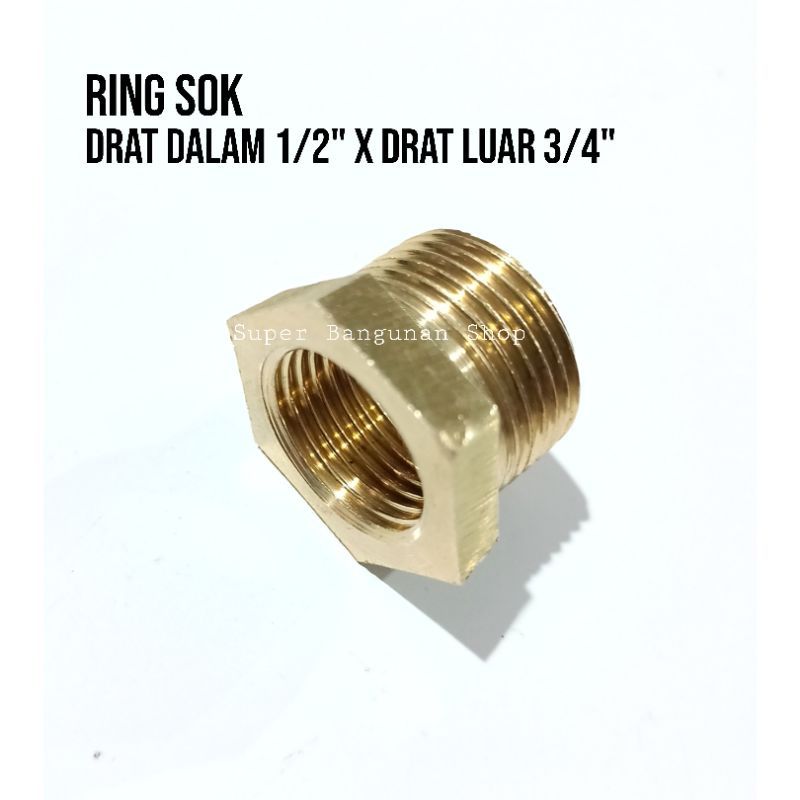 Jual Neple Ring sok sambung Kuningan drat luar 3/4inch x drat dalam 1/2inch / Nepel Vlok Ring ...