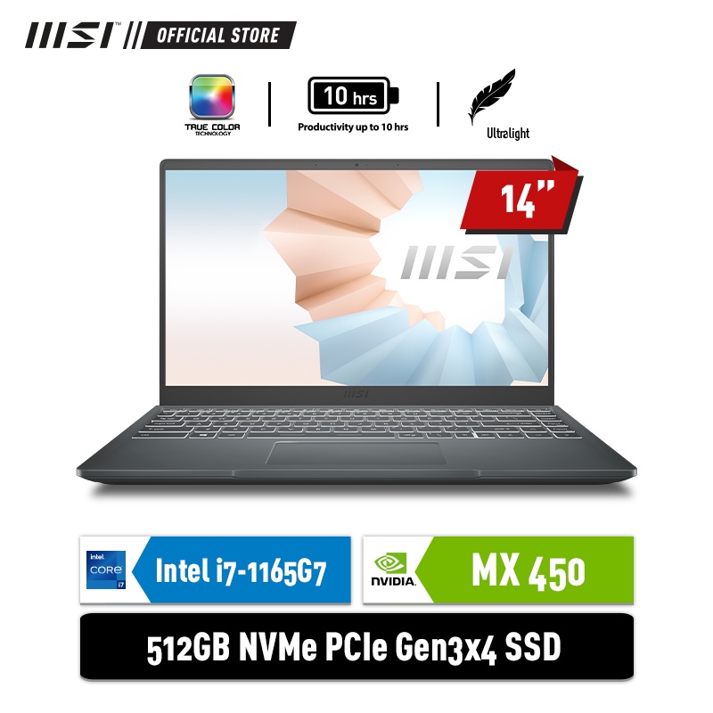 Jual MSI Modern 14 B11SB i7-1165G7 8GB 512GB MX450-2GB | Shopee Indonesia