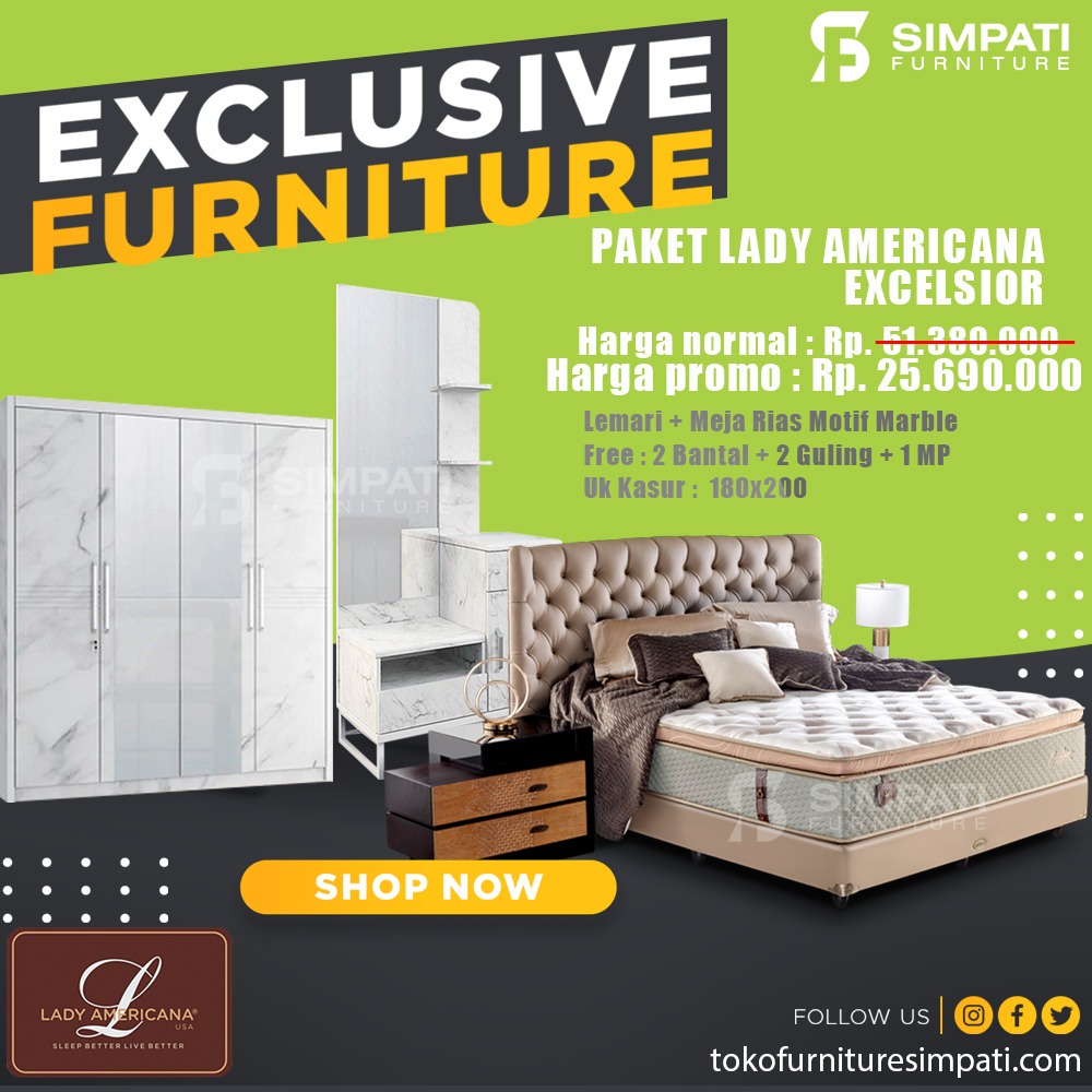 Jual Paket Kamar Set Lady Americana Excelsior 180x200 | Shopee Indonesia