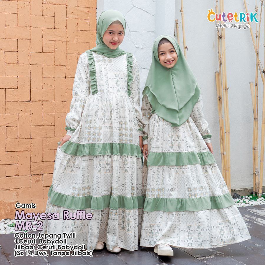 Jual Cutetrik Gamis Anak Mayesa Ruffle MR-2 Sage Green | Shopee Indonesia