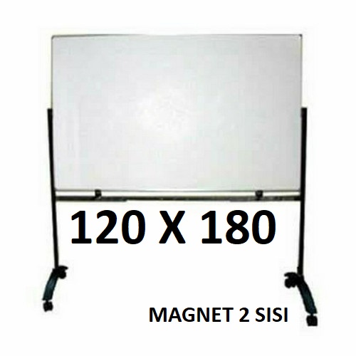 Jual PAPAN TULIS WHITEBOARD MAGNET 120 X 180 2 SISI KAKI BESI WITH ...