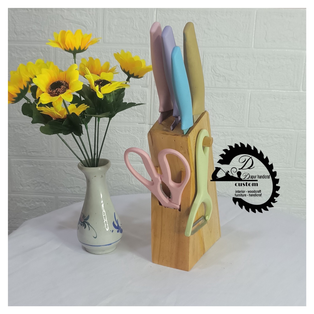 Jual Tempat Pisau Kayu Mahoni Minimalis Dengan Fernis Glossy | Shopee ...