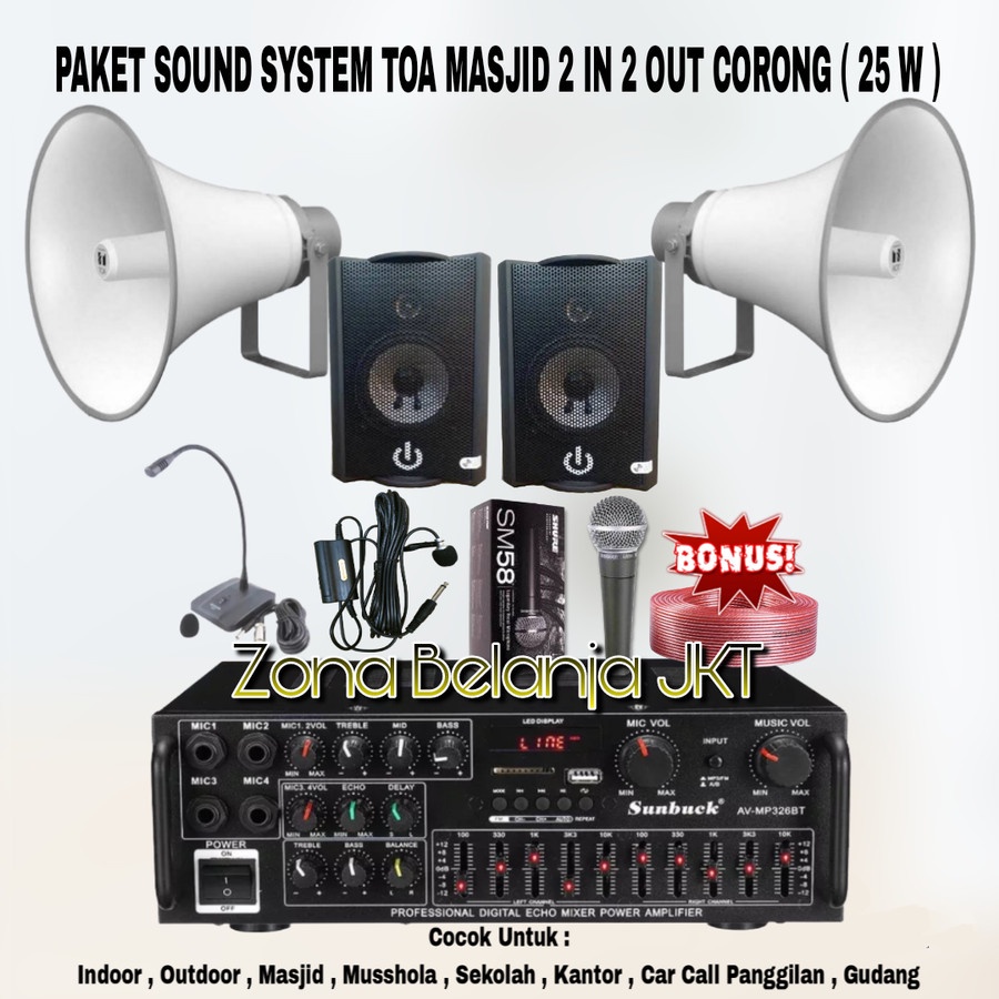 Jual PAKET SOUND SYSTEM SPEAKER TOA MASJID MUSHOLLA 2 IN 2 OUT CORONG ...