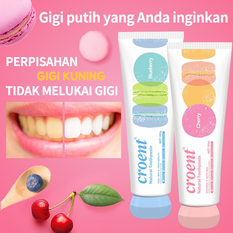 Jual barang murah CROENT PASTA GIGI RASA MACARON CHERRY DAN BLUBERRY ...