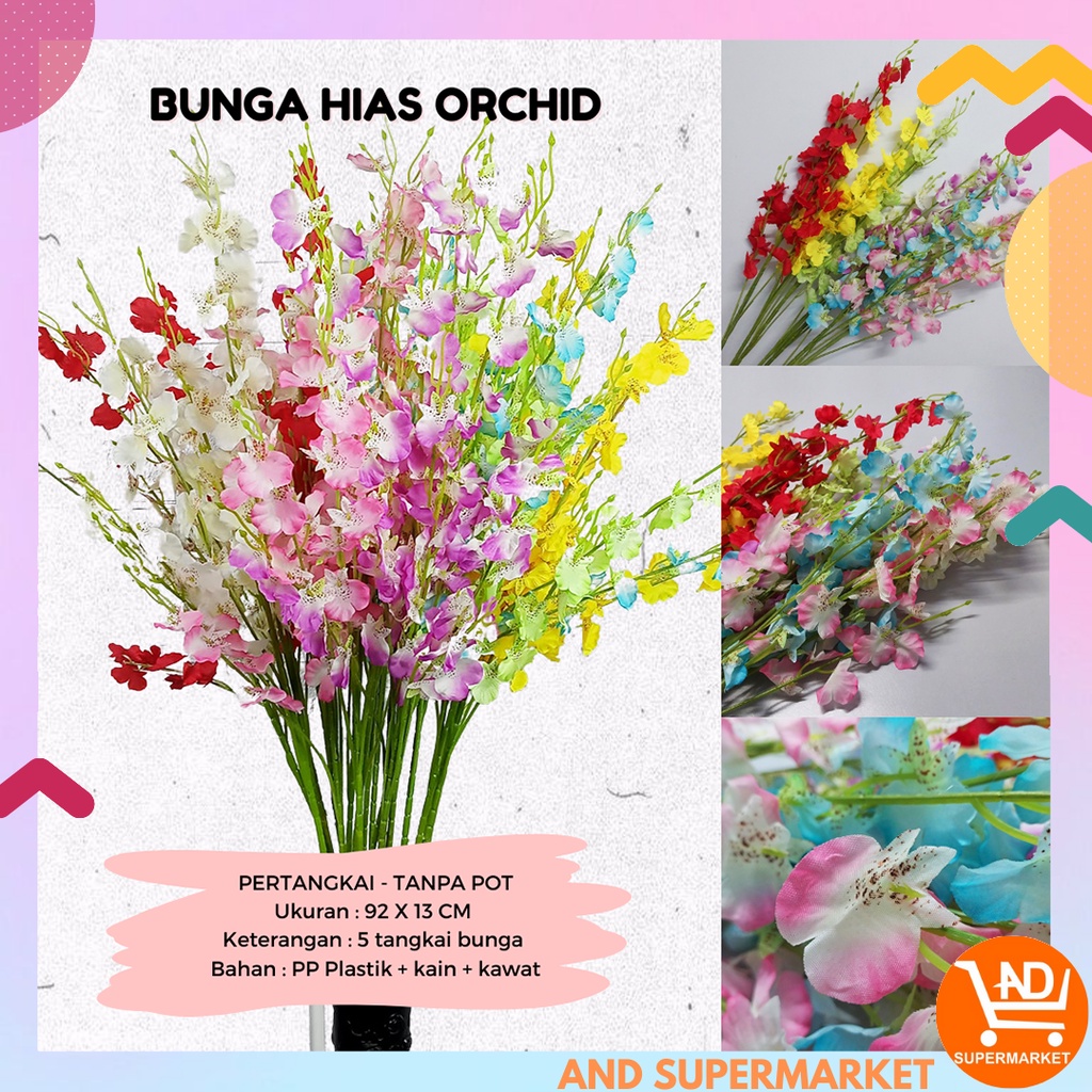 Jual Bunga Orchid Hias Tangkai Artificial Flowers Cantik Dekorasi ...