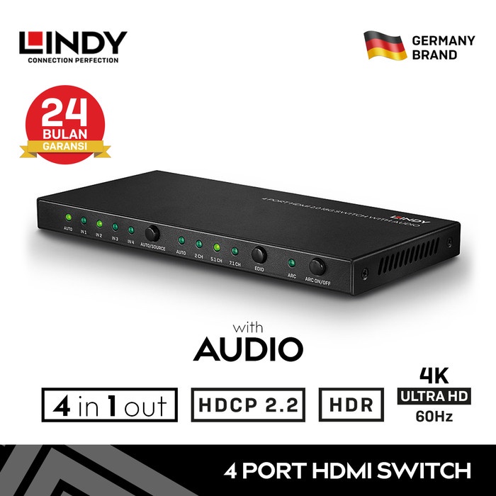 Jual LINDY HDMI Switcher 4 Port + Audio PassThrough Terpisah Switch 4 ...