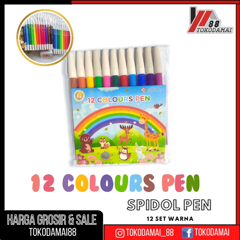 Jual Spidol 12 Warna Medium Tip G 838-12 | Shopee Indonesia