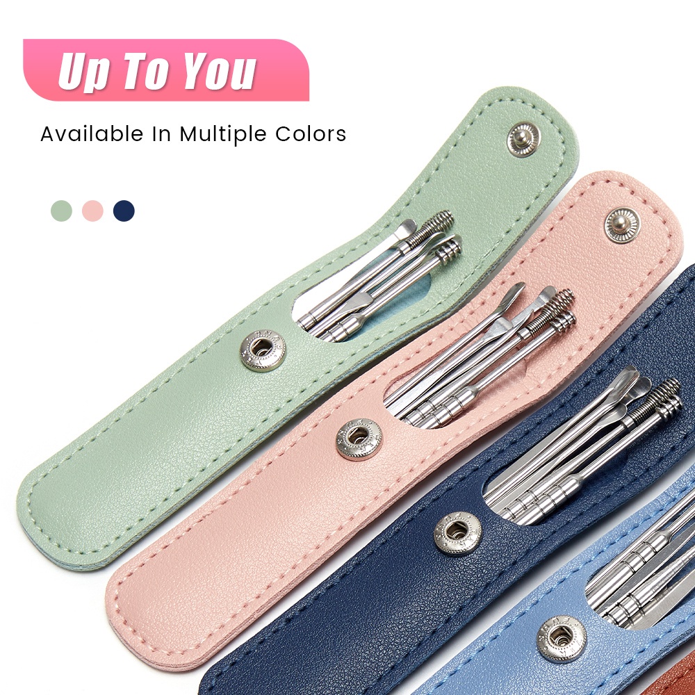 Jual Laciola Set 6 IN 1 Alat Pembersih Telinga Lengkap Stainless Pouch Kulit Korek Kuping Import ...