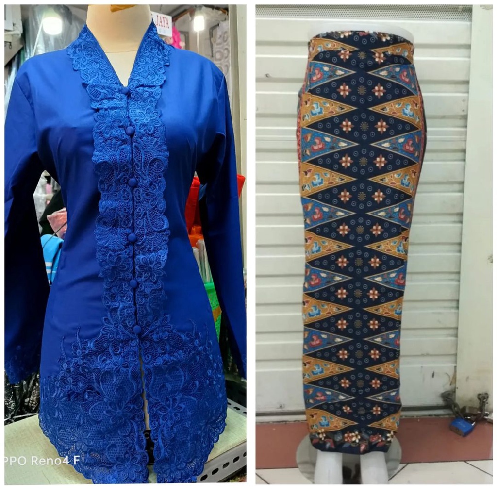 Jual Setelan rok kebaya encim bordir kembang senada lengan panjang ...
