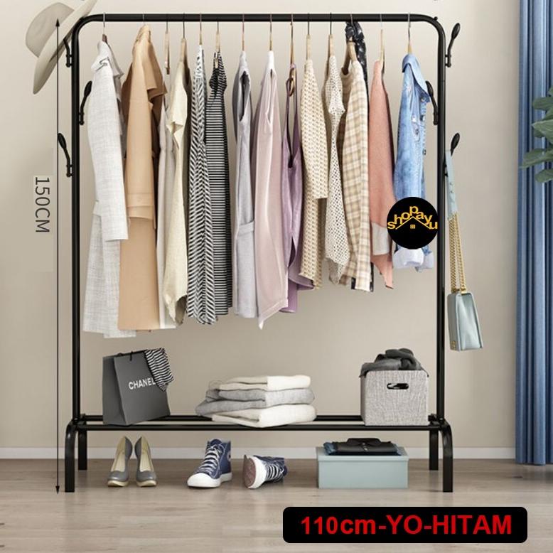 Jual Gantungan baju rak besi rak jemuran portable stand hanger single ...